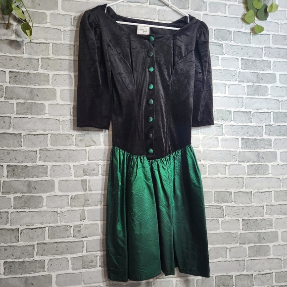 Vintage | Dresses | Vintage Robin Gayle 98s Taffeta Emerald Green And ...